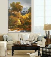 China Canvas Classic Animal Oil Painting , Two Deer Framed Wall Art 24