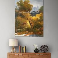 China Canvas Classic Animal Oil Painting , Two Deer Framed Wall Art 24