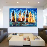 China Abstract Sailing Ship Oil Painting by palette knife / Hand Painted Thick Oil Painting for sale