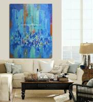 China Abstract Cityscape Painting On Canvas , Framed Oil Paintings For Modern House Decorative for sale