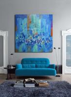China Abstract Cityscape Painting On Canvas , Framed Oil Paintings For Modern House Decorative for sale