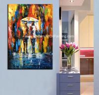 China Framed Palette Knife Oil Painting On Canvas , Abstract Art Paintings Umbrella Girls for sale