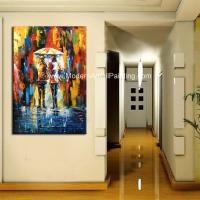 China Framed Palette Knife Oil Painting On Canvas , Abstract Art Paintings Umbrella Girls for sale