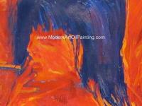 China Woman Modern Art Oil Painting , Abstract Art Paintings Smoking Woman Saxophone for sale