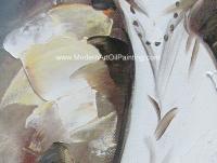 China Canvas Modern Art Oil Painting Lady In White Dress Covered With Thin Plastic Layer for sale