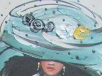 China Canvas Modern Art Oil Painting Lady In White Dress Covered With Thin Plastic Layer for sale