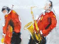 China Large Contemporary Oil Paintings Music People Polyester Fabric For Living Room Wall Decor for sale