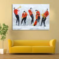 China Large Contemporary Oil Paintings Music People Polyester Fabric For Living Room Wall Decor for sale