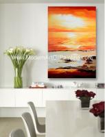 China Abstract Orange Canvas Painting Wall Decor Covered With Thin Plastic Layer for sale