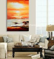 China Abstract Orange Canvas Painting Wall Decor Covered With Thin Plastic Layer for sale