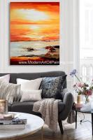 China Abstract Orange Canvas Painting Wall Decor Covered With Thin Plastic Layer for sale