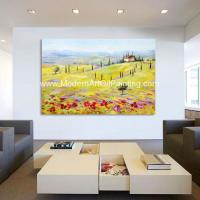 China Modern Abstract Landscape Oil Painting Yellow Red Tuscany Village Companies Decor for sale