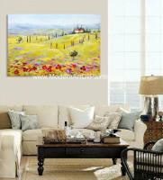 China Modern Abstract Landscape Oil Painting Yellow Red Tuscany Village Companies Decor for sale