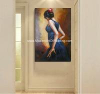 China Hand Painted Spanish Oil Painting / Female Painting Flamenco Dancer Canvas Art for sale