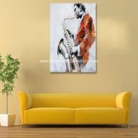 China Custom Oil Painting Modern Abstract Art Handmade Canvas Saxophone Room Decor for sale