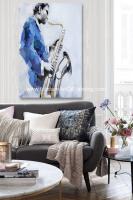 China Framed Modern Art Oil Painting Decorative Saxophone Instrument For Home Interior for sale