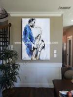 China Framed Modern Art Oil Painting Decorative Saxophone Instrument For Home Interior for sale
