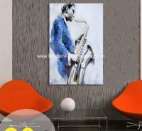 China Framed Modern Art Oil Painting Decorative Saxophone Instrument For Home Interior for sale