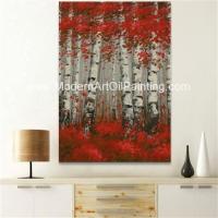 China Hand Painted Modern Art Oil Painting Brich Forest , Abstract Landscape Painting for sale