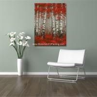 China Hand Painted Modern Art Oil Painting Brich Forest , Abstract Landscape Painting for sale