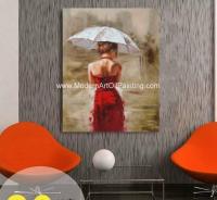 China Acrylic Modern Art Oil Painting Decorative Wall Art Girl with Red Dress  on Canvas for sale