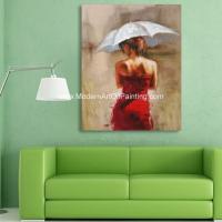China Acrylic Modern Art Oil Painting Decorative Wall Art Girl with Red Dress  on Canvas for sale