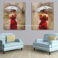 China Acrylic Modern Art Oil Painting Decorative Wall Art Girl with Red Dress  on Canvas for sale