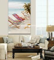 China Bright Seascape Oil Paintings On Canvas Seaside Beach 60 Cm X 90 Cm for sale