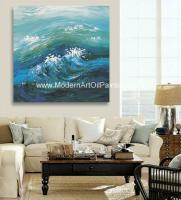 China Contemporary Abstract Handmade Art Painting Sea Wave, Strectched Canvas Wall Art for sale