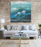 China Contemporary Abstract Handmade Art Painting Sea Wave, Strectched Canvas Wall Art for sale
