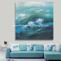 China Contemporary Abstract Handmade Art Painting Sea Wave, Strectched Canvas Wall Art for sale