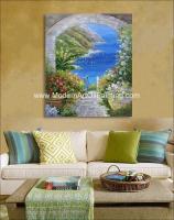 China Modern Palette Knife Oil Painting  , Scenery Garden Flower Painting Thick Oil for sale