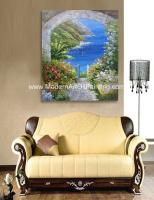 China Modern Palette Knife Oil Painting  , Scenery Garden Flower Painting Thick Oil for sale