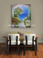 China Modern Palette Knife Oil Painting  , Scenery Garden Flower Painting Thick Oil for sale