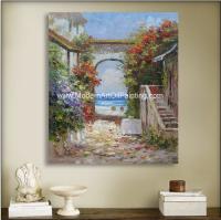 China Palette Knife Seaside Town Oil Painting Hand Painted Landscape Painting On Canvas for sale