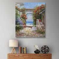 China Palette Knife Seaside Town Oil Painting Hand Painted Landscape Painting On Canvas for sale