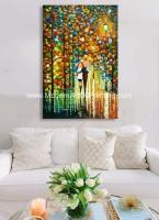 China Handmade knife art painting on Canvas Colourful Night View for Wall Decoration for sale