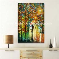 China Handmade knife art painting on Canvas Colourful Night View for Wall Decoration for sale