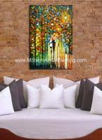China Handmade knife art painting on Canvas Colourful Night View for Wall Decoration for sale
