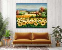 China Custom Palette Knife Sunflowers Oil Painting, Decorative Hand Painted Art on Canvas for sale