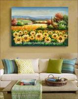 China Custom Palette Knife Sunflowers Oil Painting, Decorative Hand Painted Art on Canvas for sale