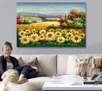 China Custom Palette Knife Sunflowers Oil Painting, Decorative Hand Painted Art on Canvas for sale