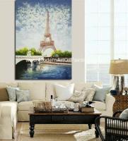 China Contemporary Palette Knife Painting  Eiffel Tower Covered With Thick Plastic Layer for sale