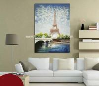 China Contemporary Palette Knife Painting  Eiffel Tower Covered With Thick Plastic Layer for sale