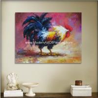 China Acrylic Animal  Palette Knife Oil Painting Handmade Cock Thick Oil On Canvas for sale