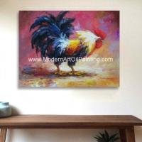 China Acrylic Animal  Palette Knife Oil Painting Handmade Cock Thick Oil On Canvas for sale