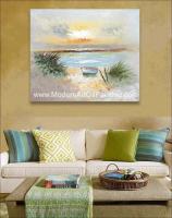 China Handmade Thick Oil Paint Palette Knife Scenery Beach Ship Modern House Decor for sale
