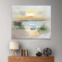China Handmade Thick Oil Paint Palette Knife Scenery Beach Ship Modern House Decor for sale