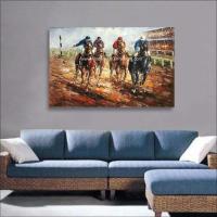 China Abstract Palette Knife Oil Painting On Canvas  / Horses Running  Sports Art Painting for sale