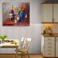 China Thick Oil Palette Knife Oil Painting , Still Life Art Painting Abstract Wine Bottle for sale